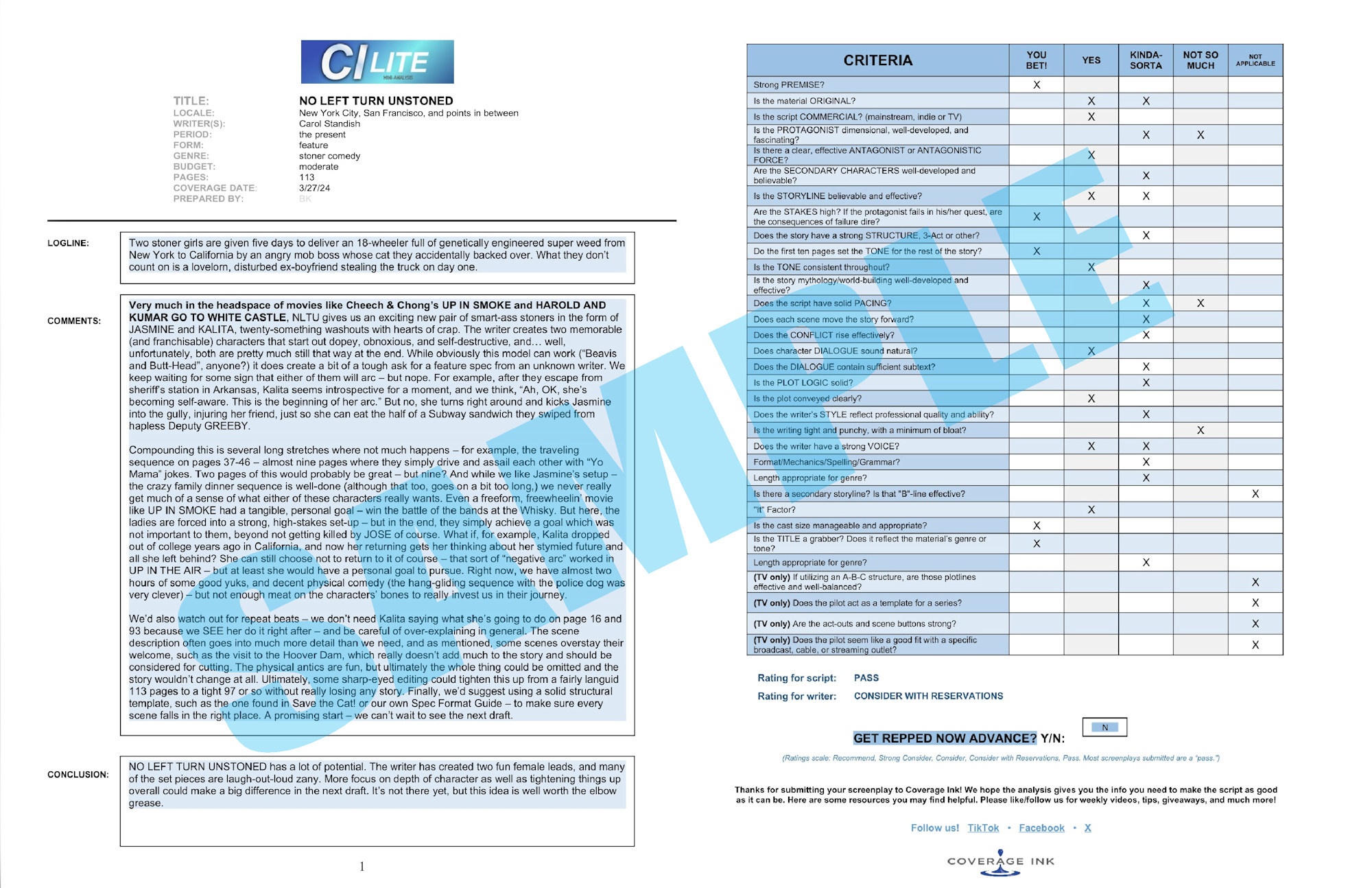 CI Lite Analysis - Coverage, Ink
